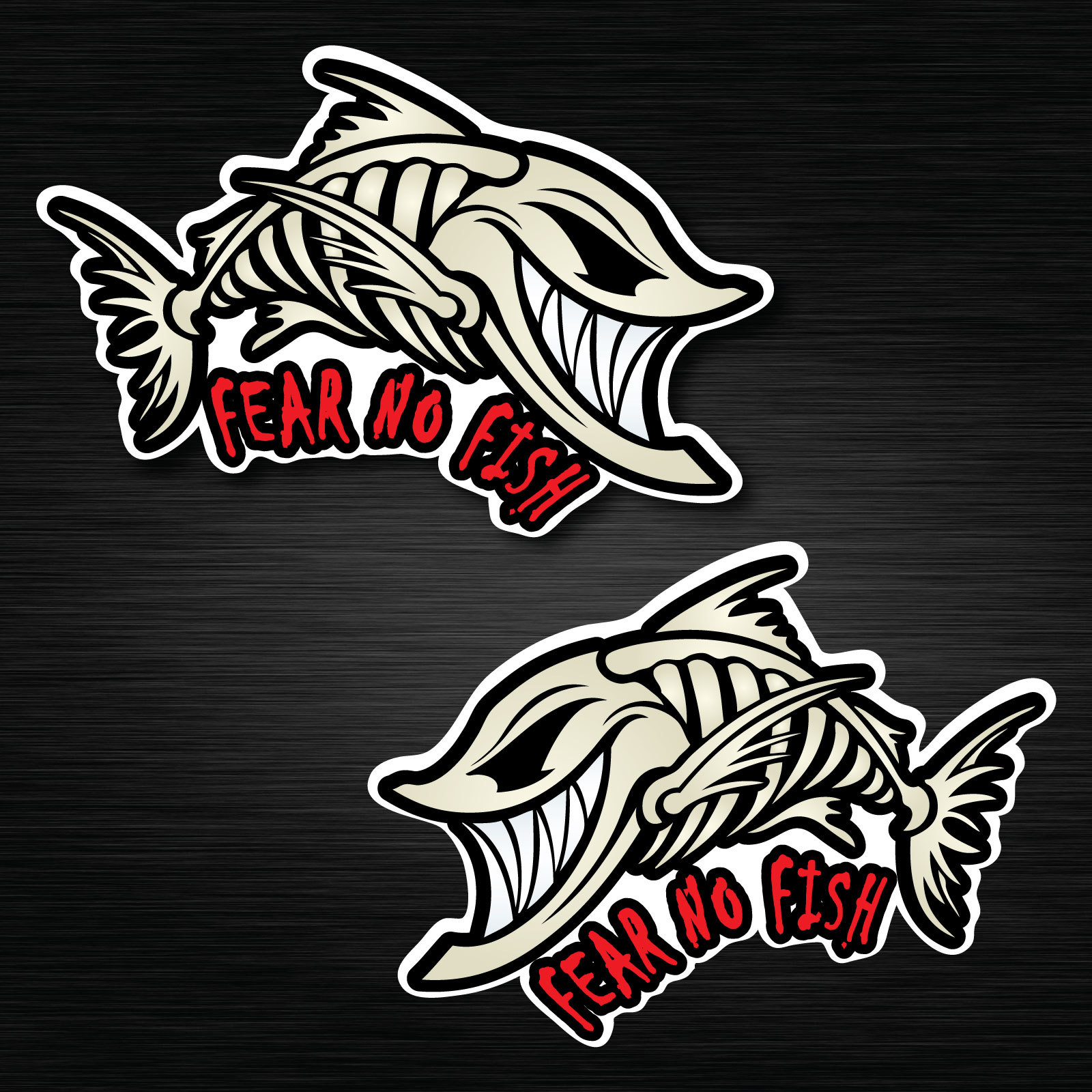 Fear no Fish 2 pack sticker large 300mm quality water & fade proof ...