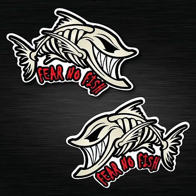 Fear no Fish 2 pack sticker large 300mm quality water & fade proof ...