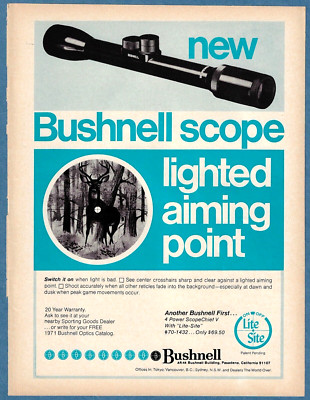 1971 BUSHNELL RIFLE-SCOPE print Ad ~ LIGHTED AIMING POINT ~ "Life-Site ...