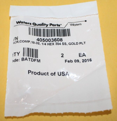 (2/Pk) WATERS HPLC UPLC Gold Plated SS Compression Screws 1/4” Hex ...