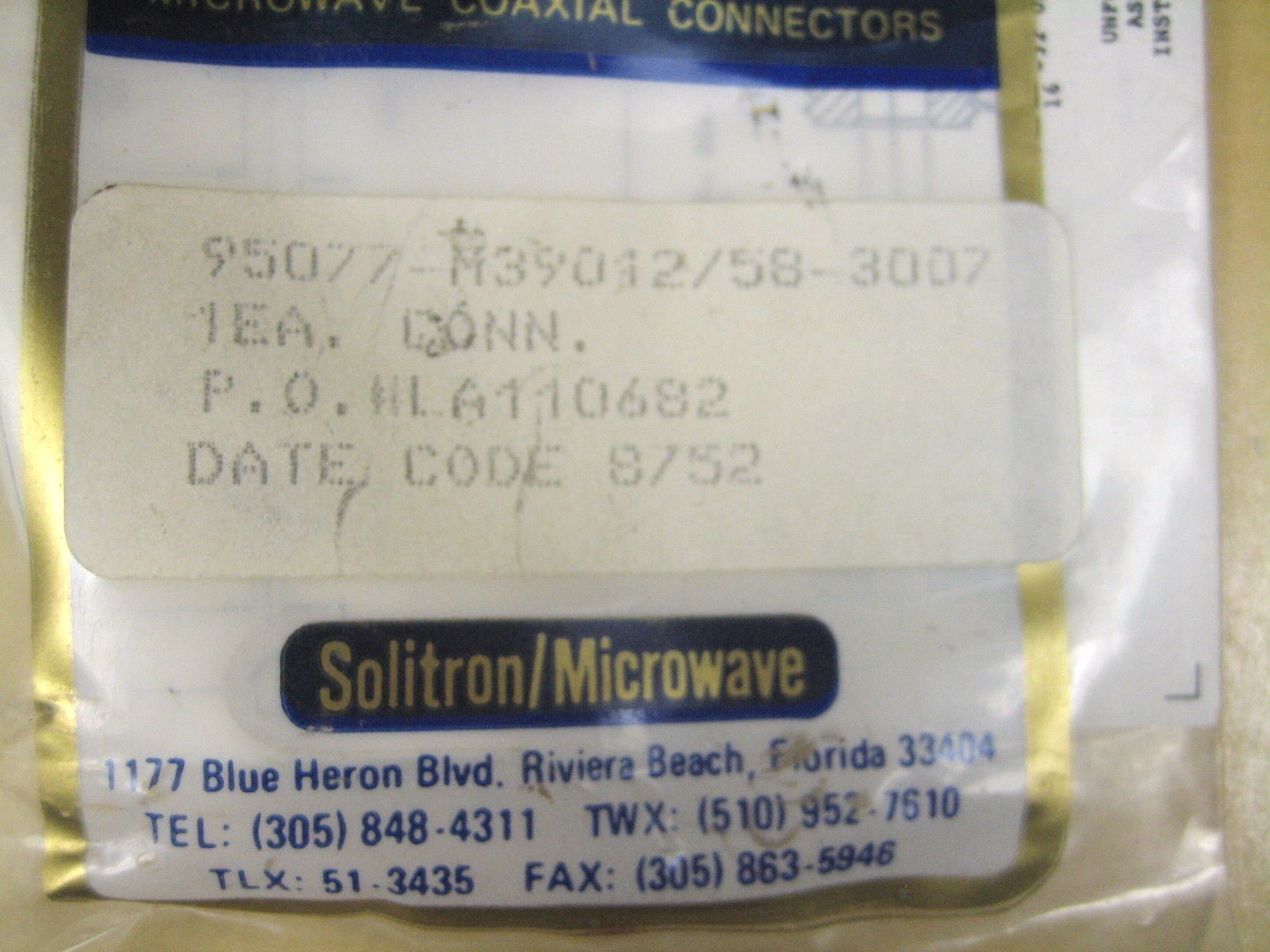 Solitron RF MIL Spec Connectors M39012/58-3007 | eBay