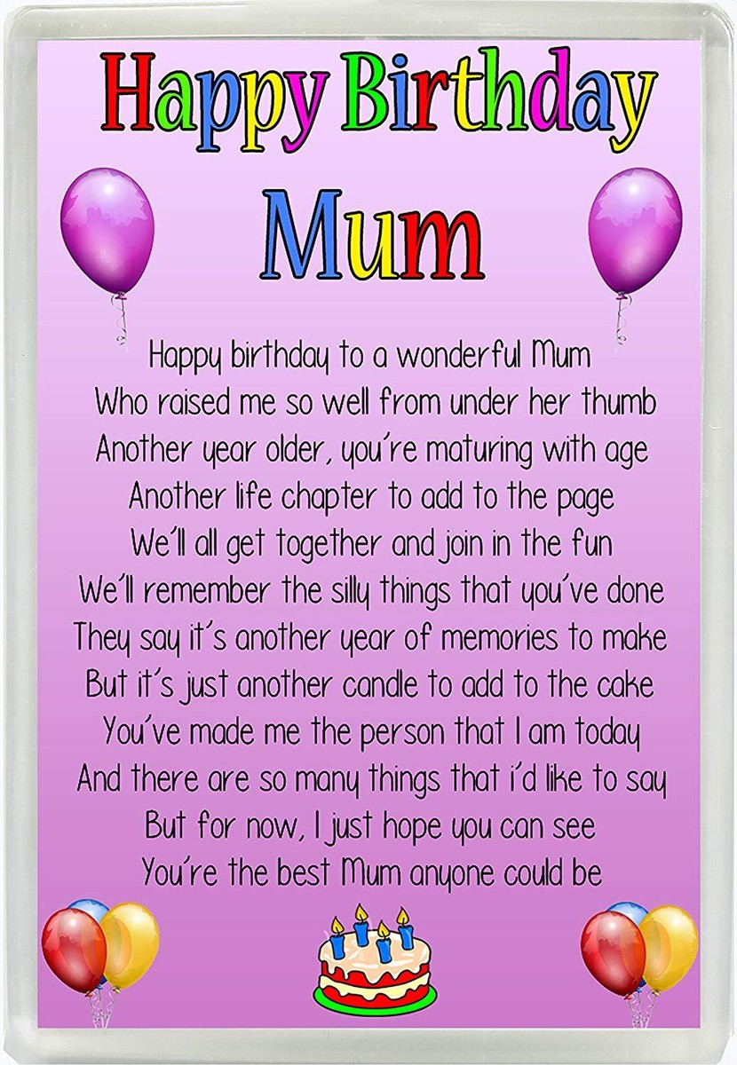 Happy Birthday Mom Poems From Kids