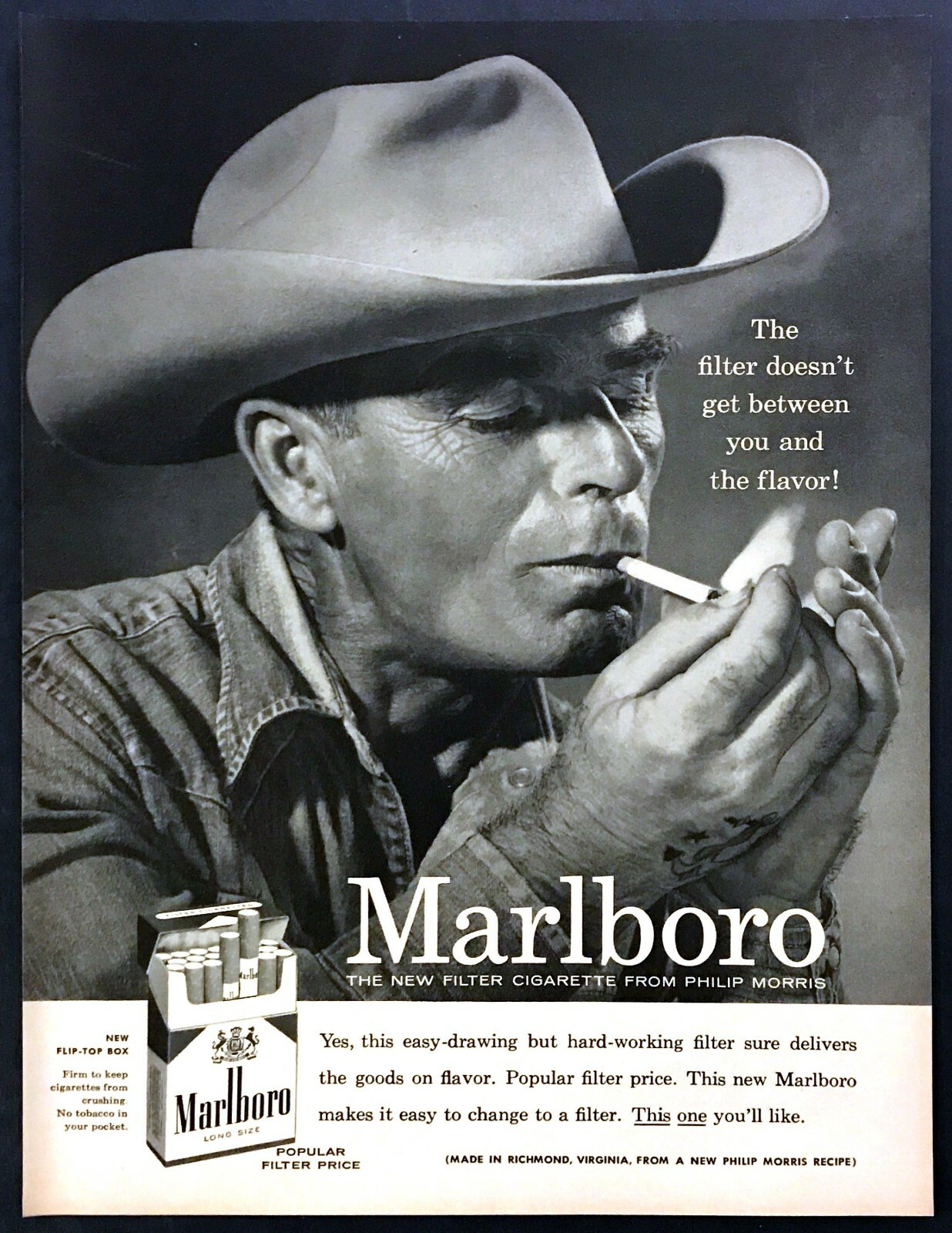 1955 Marlboro Man Cowboy Smoking photo Marlboro Cigarettes vintage ...