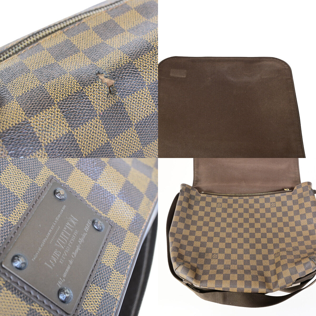 LOUIS VUITTON Brooklyn MM Shoulder Bag Damier Ebene Leather LOUIS VUITTON Brooklyn MM Shoulder Bag Damier Ebene Leather
