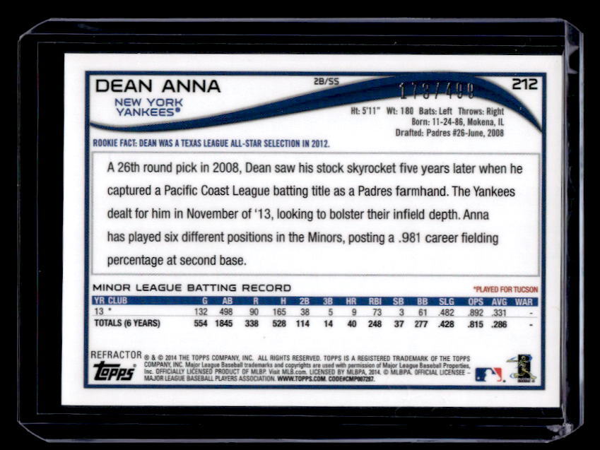 2014 Topps Chrome #212 Dean Anna Rookie Autograph Refractor | eBay