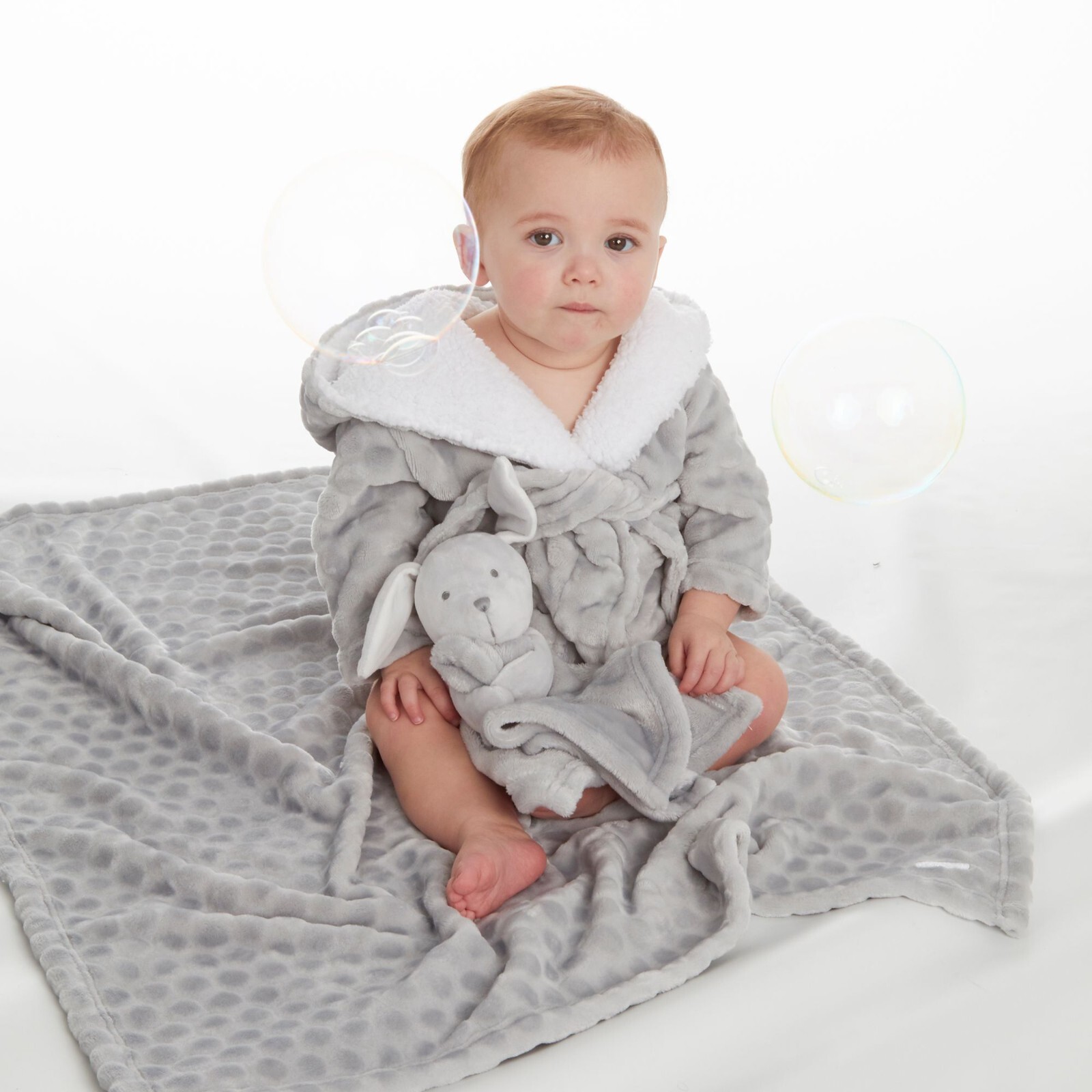 PERSONALISED Baby Robe And Blanket SET Dressing Gown Fleece Embroidered ...