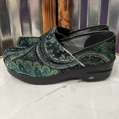 DANSKO / Vegan Multicolor Green Paisley Tapestry Comfort Clogs ~ Size ...