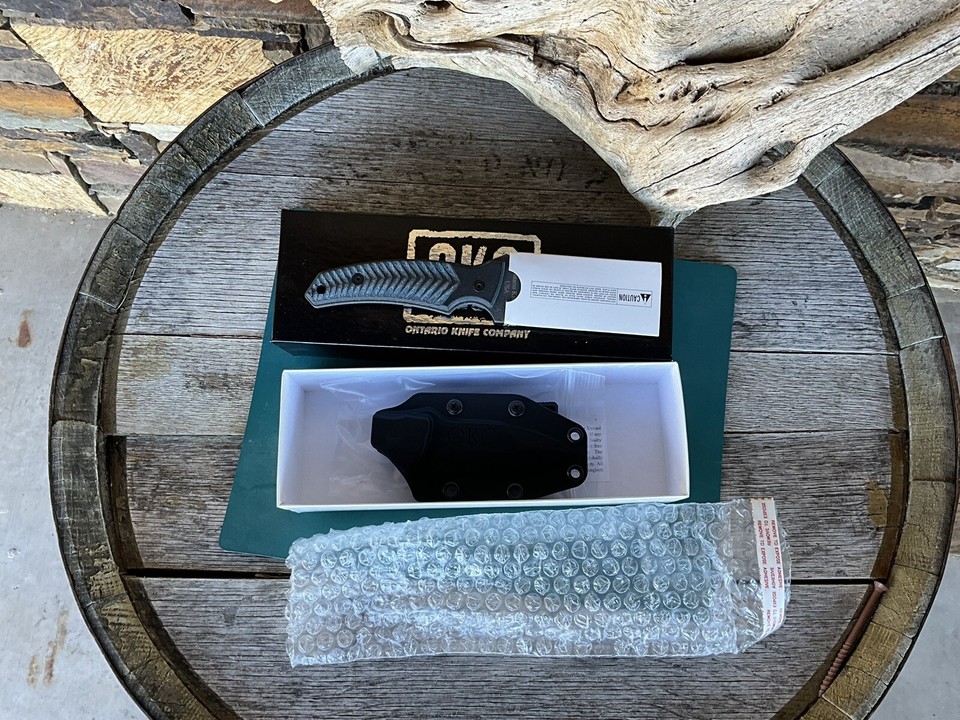 Ontario Knives Nona Knife Black/Blue G10 Fixed Blade (2" Gray) OKC-YE ...