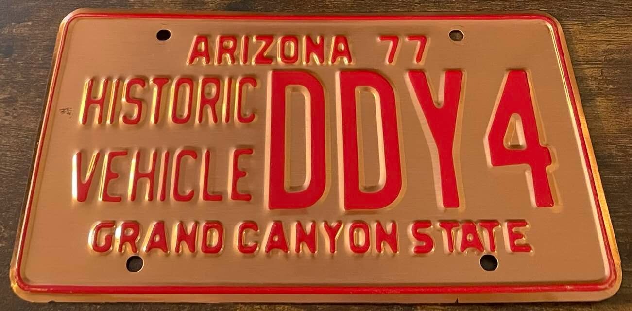 Vintage 1977 Arizona Historic Vehicle License Plate DDY4 Antique COPPER ...