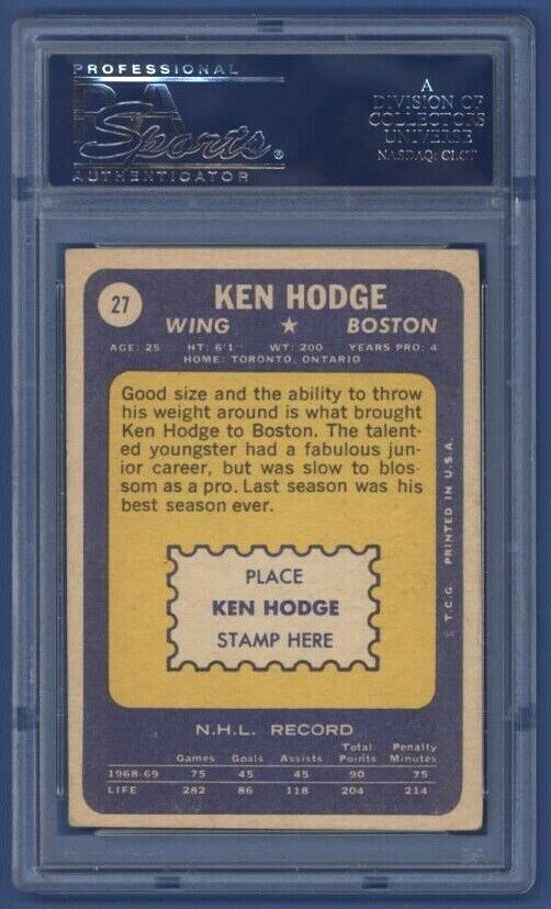1969-70 Topps #27 KEN HODGE PSA/DNA Certified AUTOGAPH Boston BRUINS | eBay