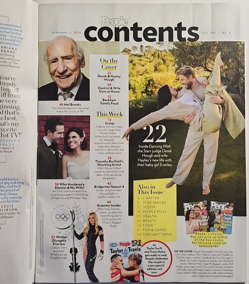 PEOPLE Magazine 2026 Feb 2 ~Derek Hough ~Mel Brooks ~Winter Olympics | eBay