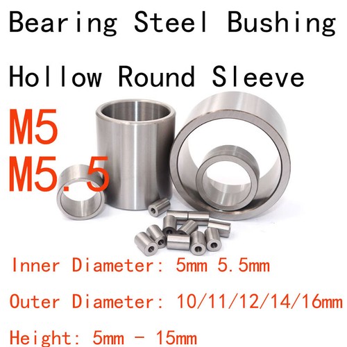 M5 5mm Inner Dia Bearing Steel Bushing Hollow Round Sleeve 10/11/12/14 ...