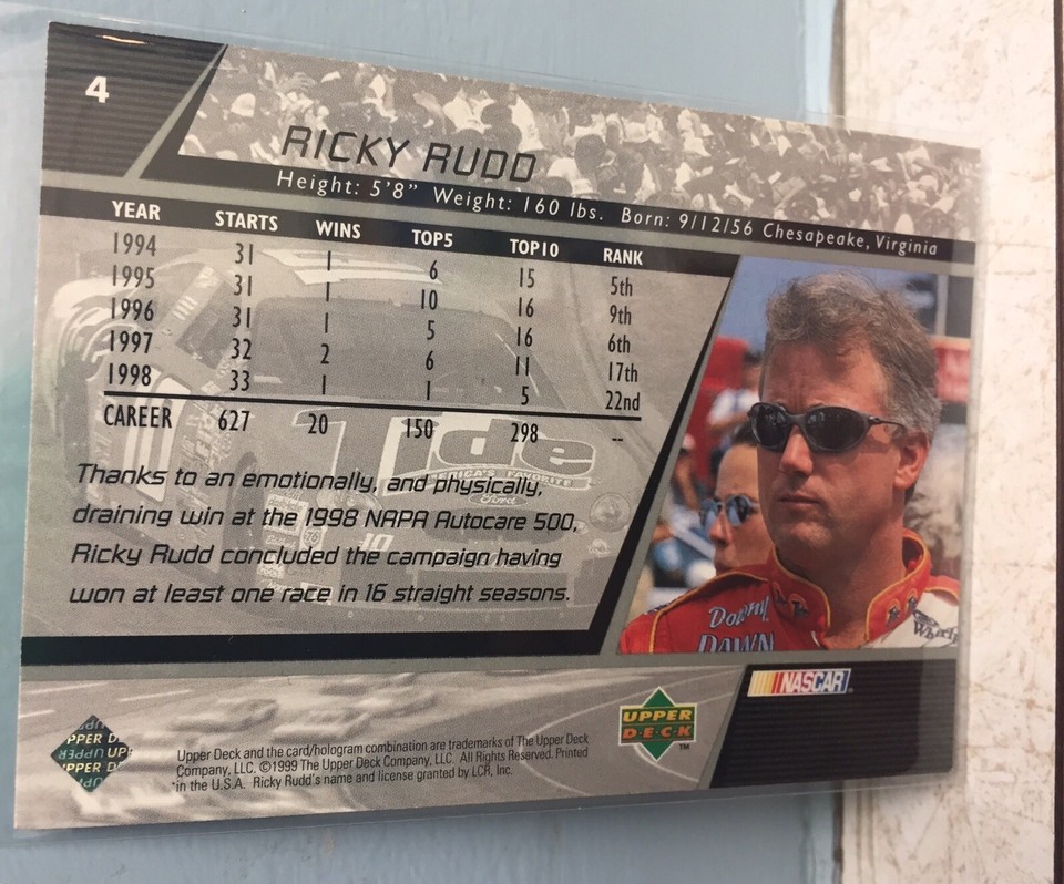 1999 Upper Deck Victory Circle #4 Ricky Rudd Tide Ford Nascar | eBay