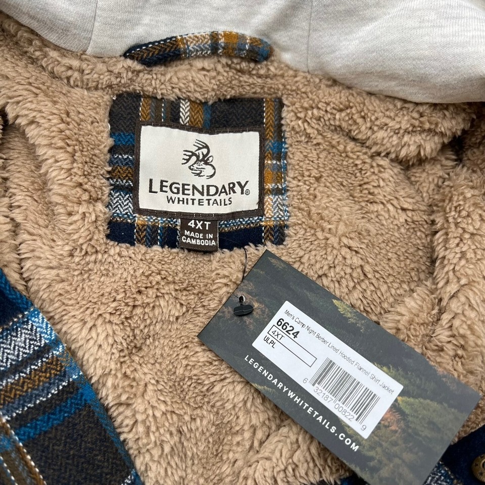 Legendary Whitetails Mens Camp Night Berber Lined Hooded Flannel Jacket ...