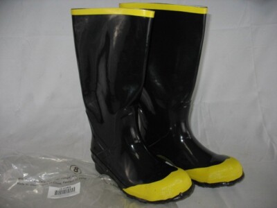 GRAINGER 4T280 16" Rubber Boot, Men's, Size 8, Knee, Black, Steel Toe ...