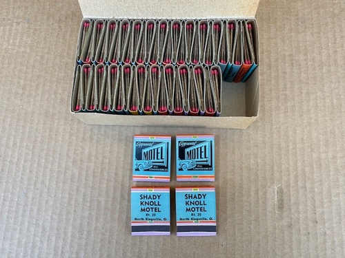 VINTAGE 1940s Box of 50 Match Packs SHADY KNOLL MOTEL CARS OHIO | eBay