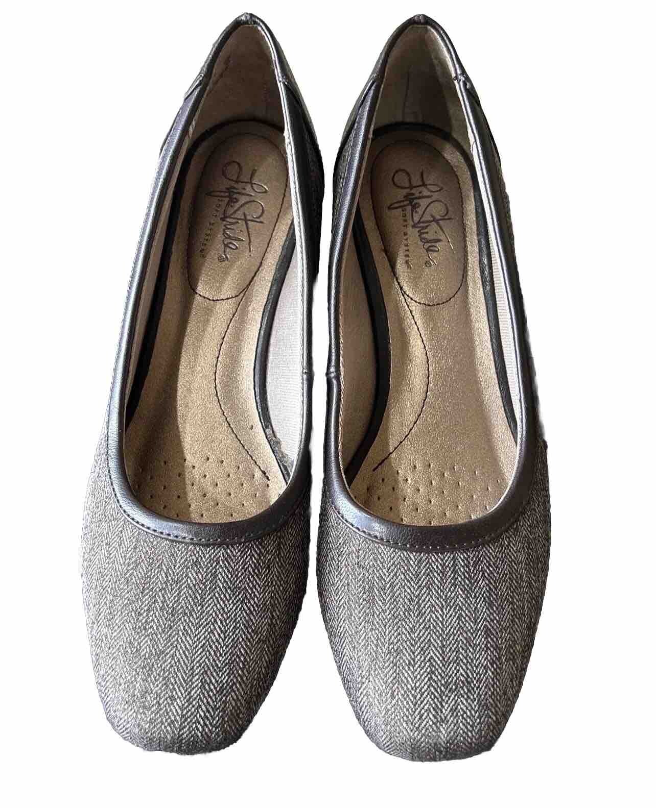 LifeStride Juliana Flex Wedge Pumps Women's Size 8M Brown Plaid Shoes ...