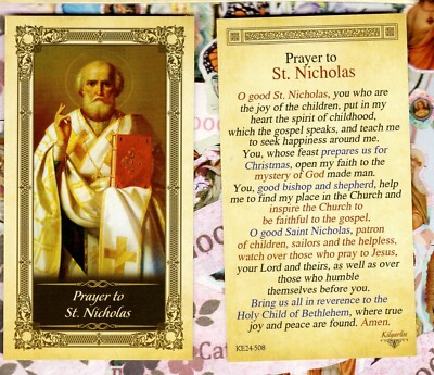 St. Nicholas with Prayer to Saint Nicholas - Glossy Paperstock Holy ...