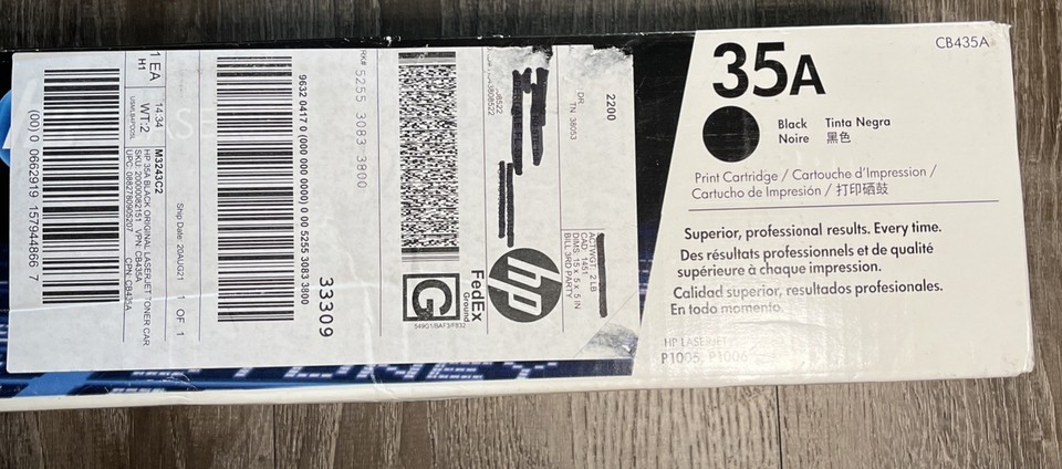 HP 35A CB435A Black Laser Jet For P1005, P1006 Cartridge Sealed Box New ...