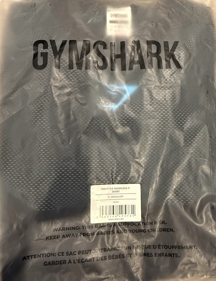 Gymshark Onyx 5.0 v5 Seamless T-Shirt Black/Blue - SIZE SMALL | eBay