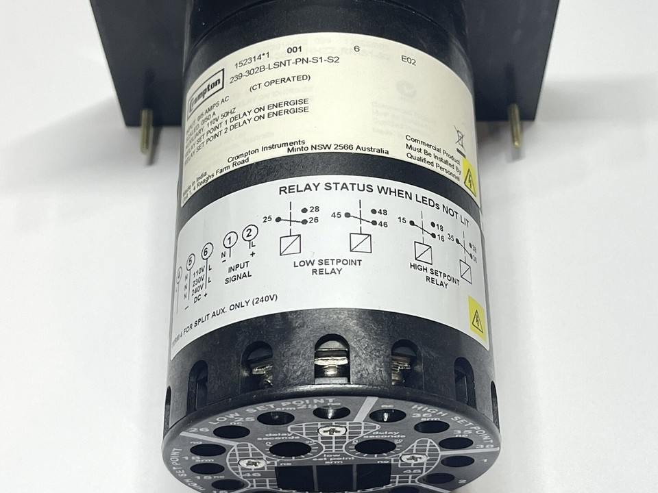 TE Crompton 239 Series Meter Relay High / Low 0-50 Amp 239-302B-LSNT-PN ...