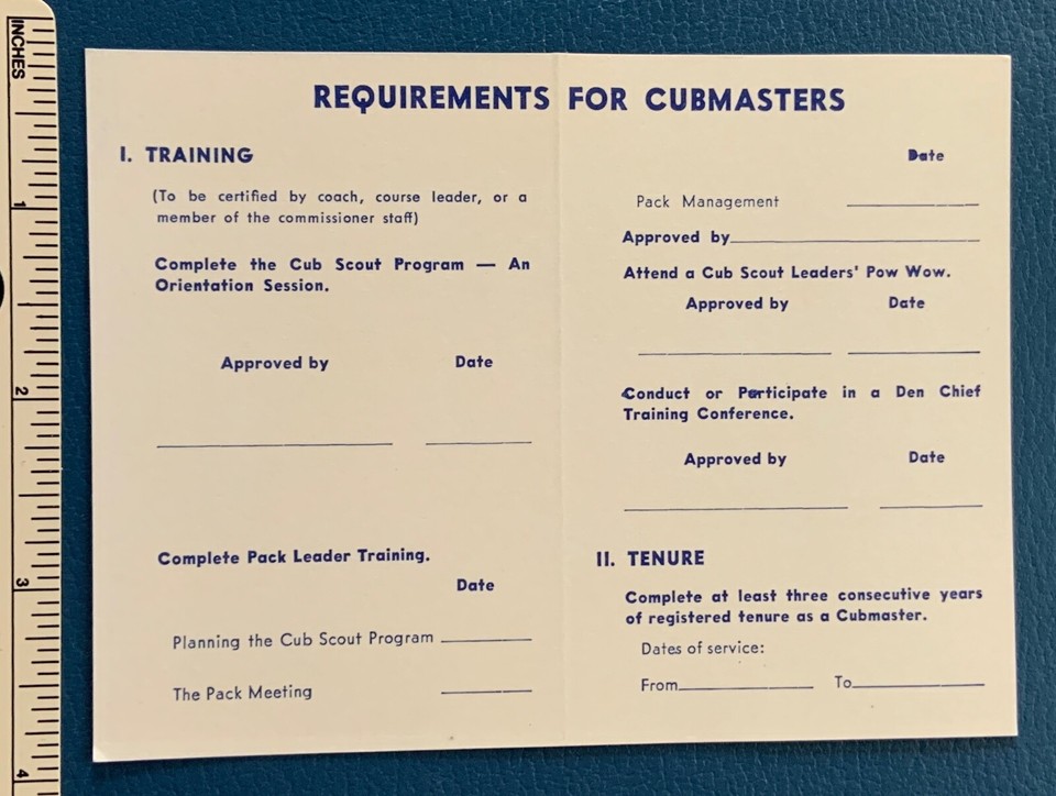 NOS SCOUTER'S KEY Boy Cub Scout Cubmaster's PROGRESS CARD BSA Award ...