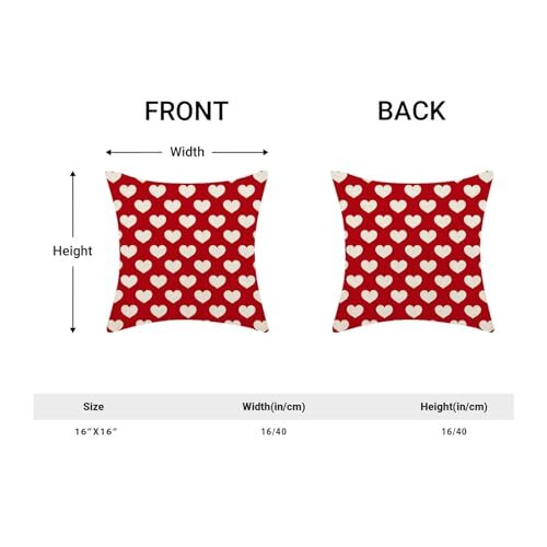 Valentines Pillow Covers 2 Pcs, Red Love Heart 16x16 Inch Love Heart 02 ...