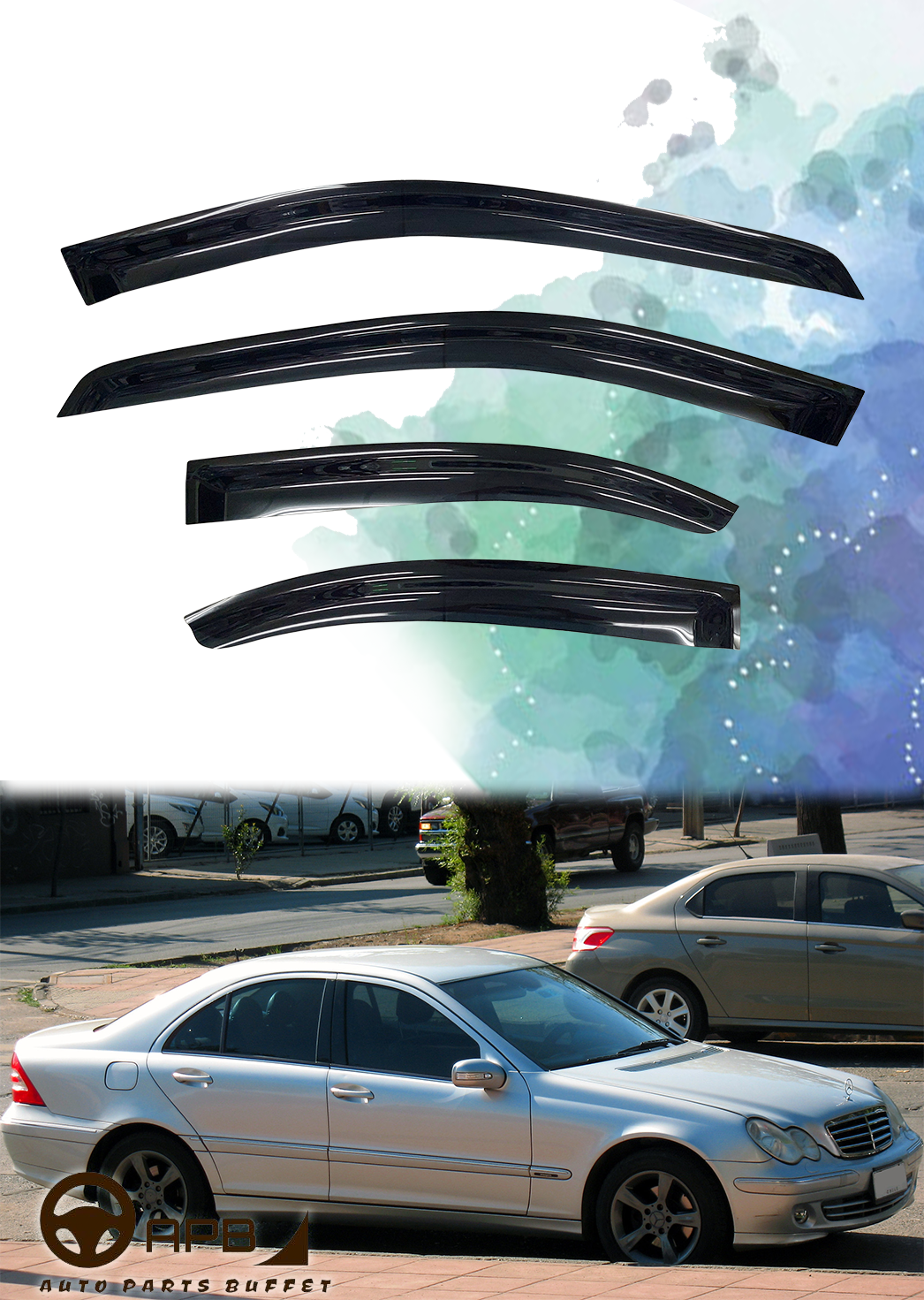 2001-2007 Mercedes-Benz C-Class W203 Rear Window Visors Guard Vent ...