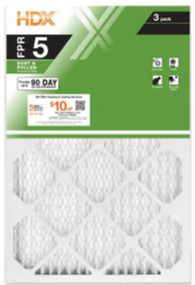 Air AC HDX 16x25x1 Standard Pleated Air Filter FPR 5 (3-Pack), Durable ...