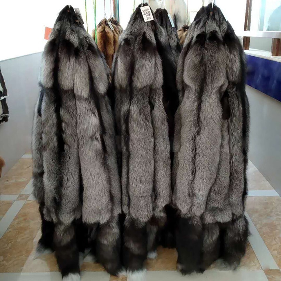 Tanned Silver Fox Skin Fur Pelts Soft Dense Real Leather Hides 39-47 ...
