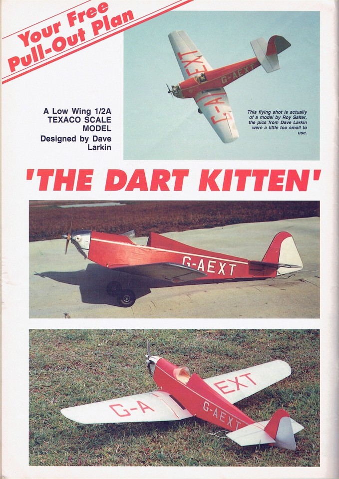 RCSA Model Airplane Plans (RC): Dart Kitten II Texaco Scale 45½" for 1 ...