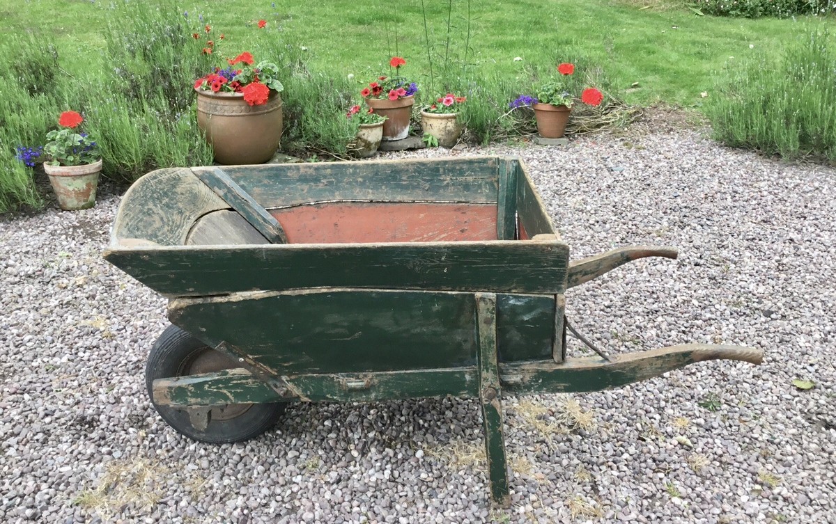 Old Time Wooden Wheelbarrow Antique Wooden Wheelbarrow Hi Res Stock