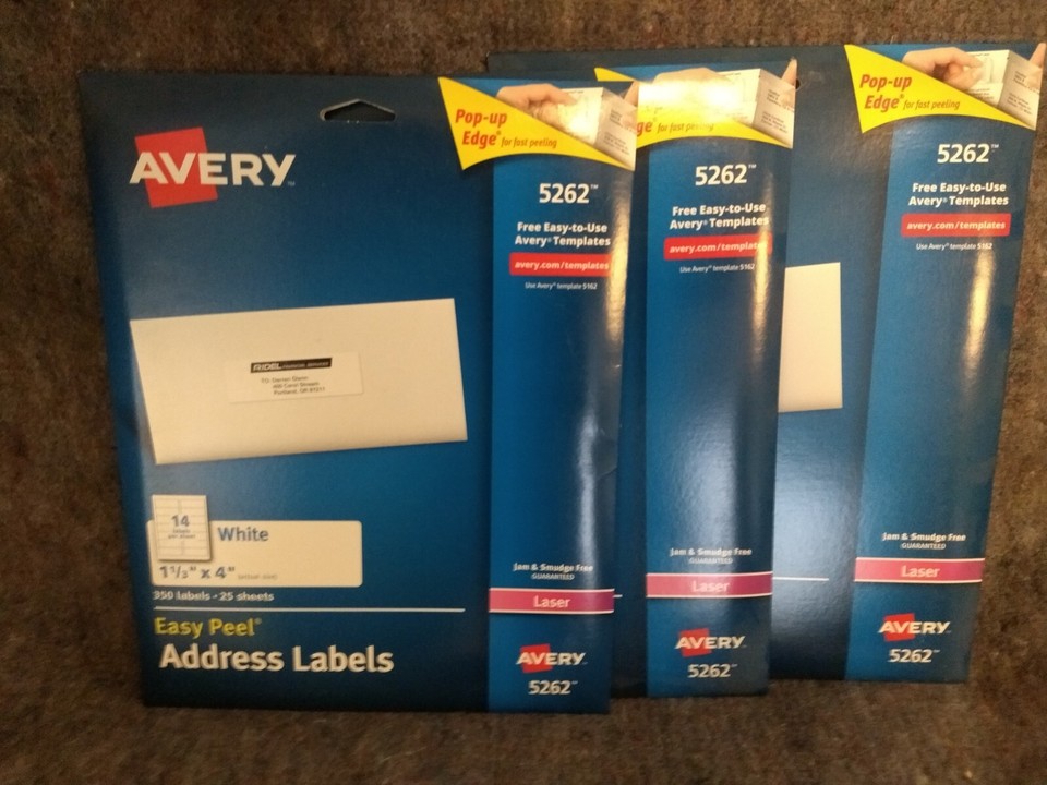 Avery 5262 Easy Peel Labels NEW-SEALED 350 per pack | eBay