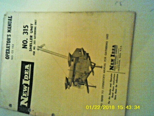 operators manual NEW IDEA SHELLER UNIT no 315 lot 90 | eBay