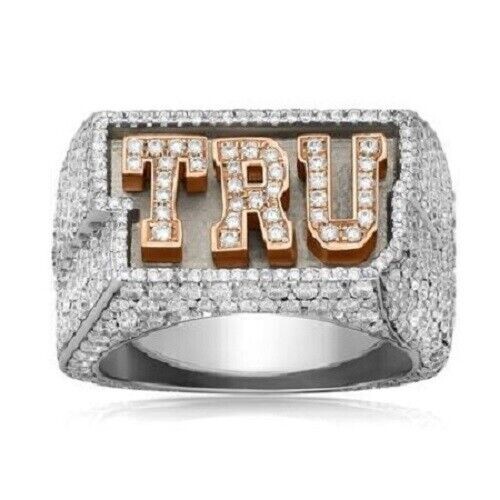 2.97ct VVS Simulated Diamond "TRU" Letter Men's Statement Pinky Ring ...