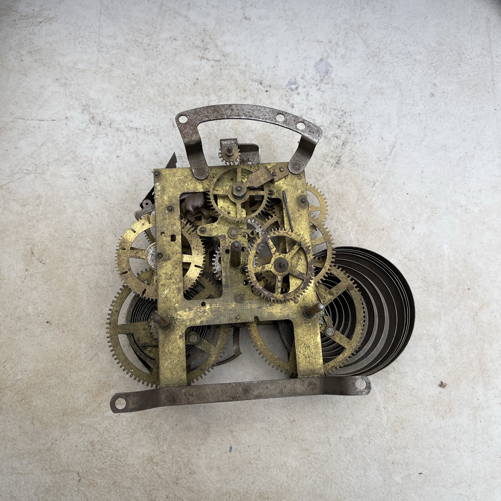 Antique E. Ingraham Brass #27 Shelf Mantle Clock Movement PARTS REPAIR ...