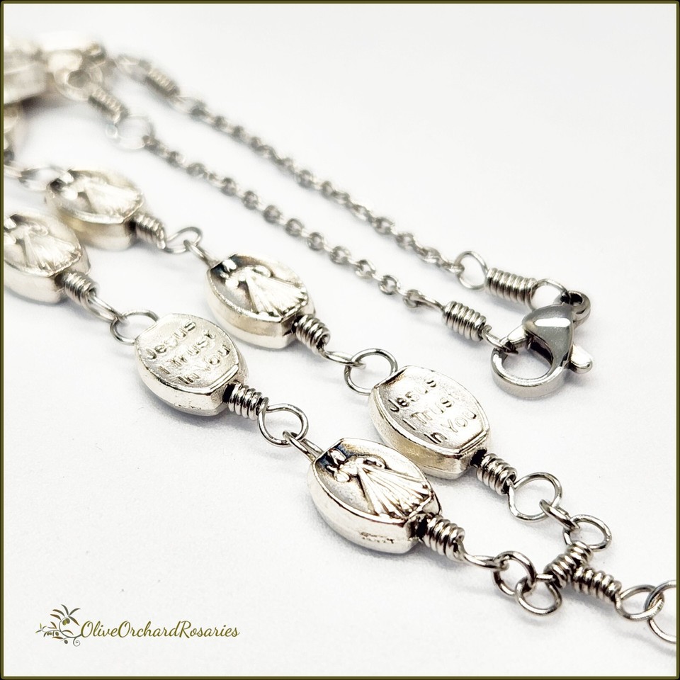 Handmade Divine Mercy Silver Oxidized Metal Beads Rear View Mirror ...