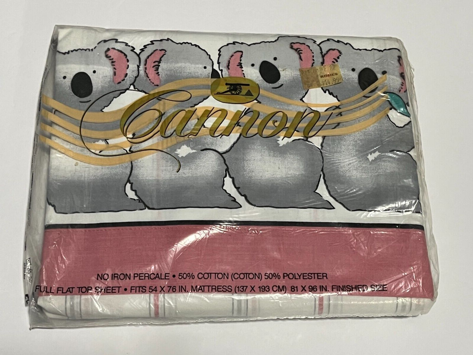 Vintage 1987 Canon Mills Sydney 7M6 Koala Print Full Flat Top Sheet ...