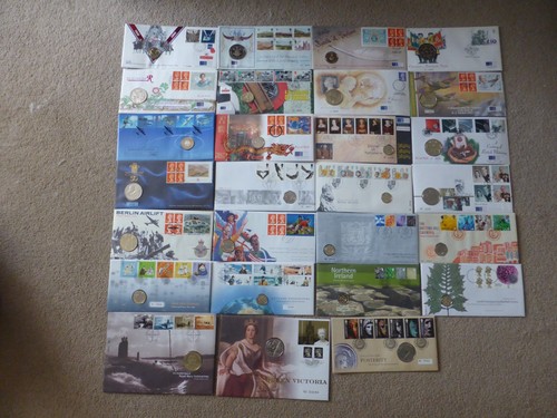Excellent Collection 1993-2003 GB Royal Mint Coin FDCs - all spec HS ...