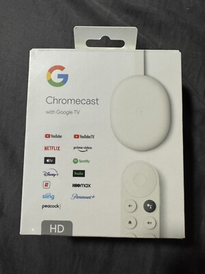 Google Chromecast w/ Google TV (HD) White Remote Control Media Device ...