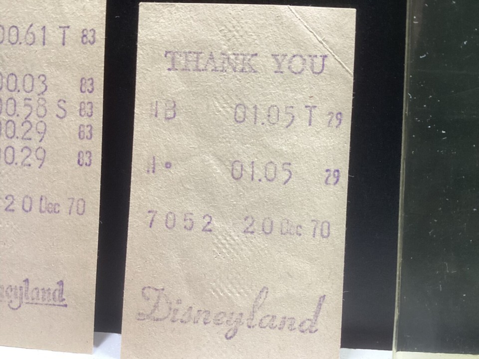 Vintage Disneyland Receipts and Retail Price Stickers | eBay