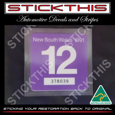 Reproduced Historic NSW Rego Registration Label Decal Sticker 1990 ...