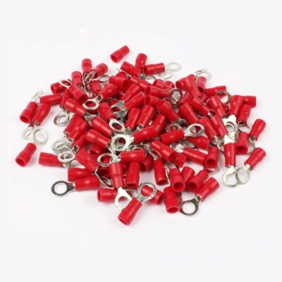 50-100 Red 22-18 Ga AWG Gauge #10 Car Power Wire Ring Terminals ...