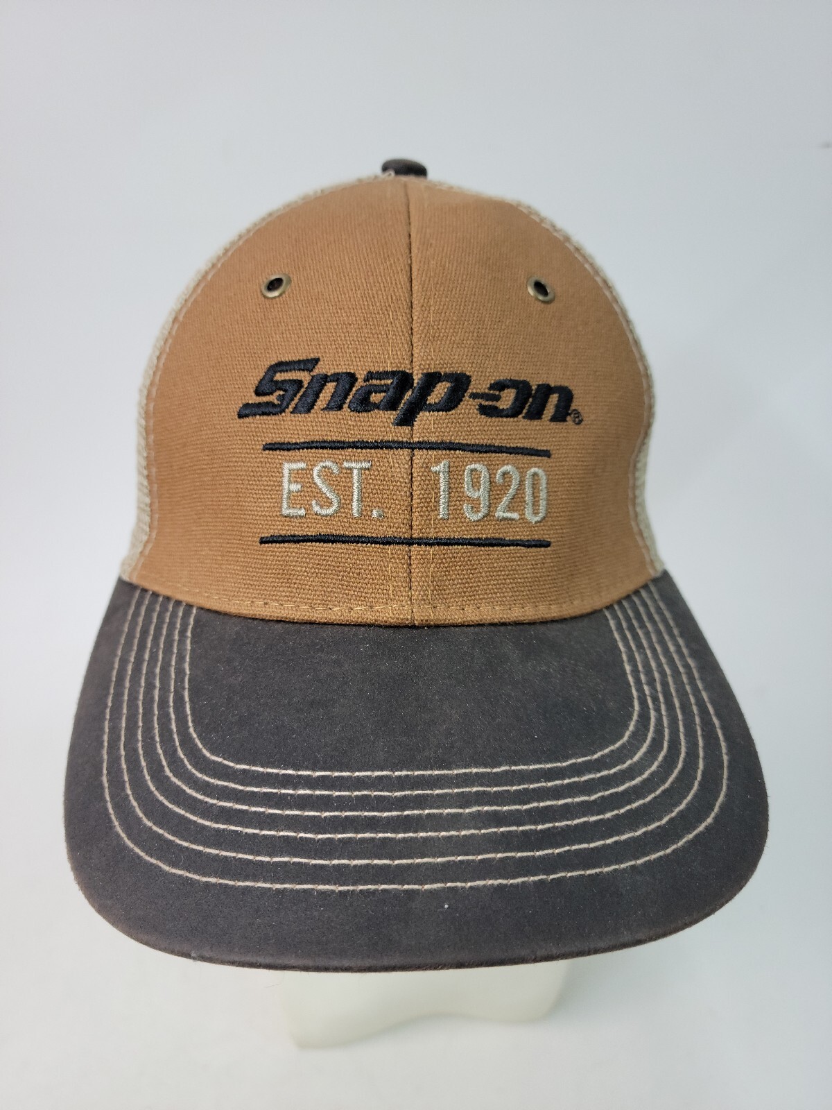 Snap On Adjustable Mesh Cap Hat Brown Tan Black | eBay