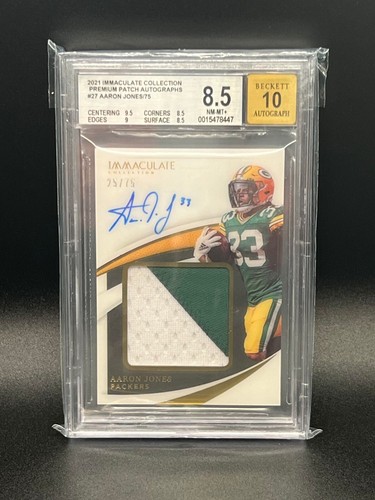 2021 Panini Immaculate Aaron Jones Jumbo Patch Auto Gold /75 packers ...