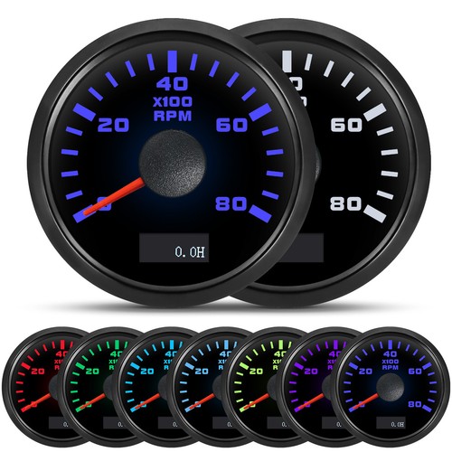 52mm Car Boat Engine Tachometer Gauge Meter 0-8000RPM Rev Counter 12V ...