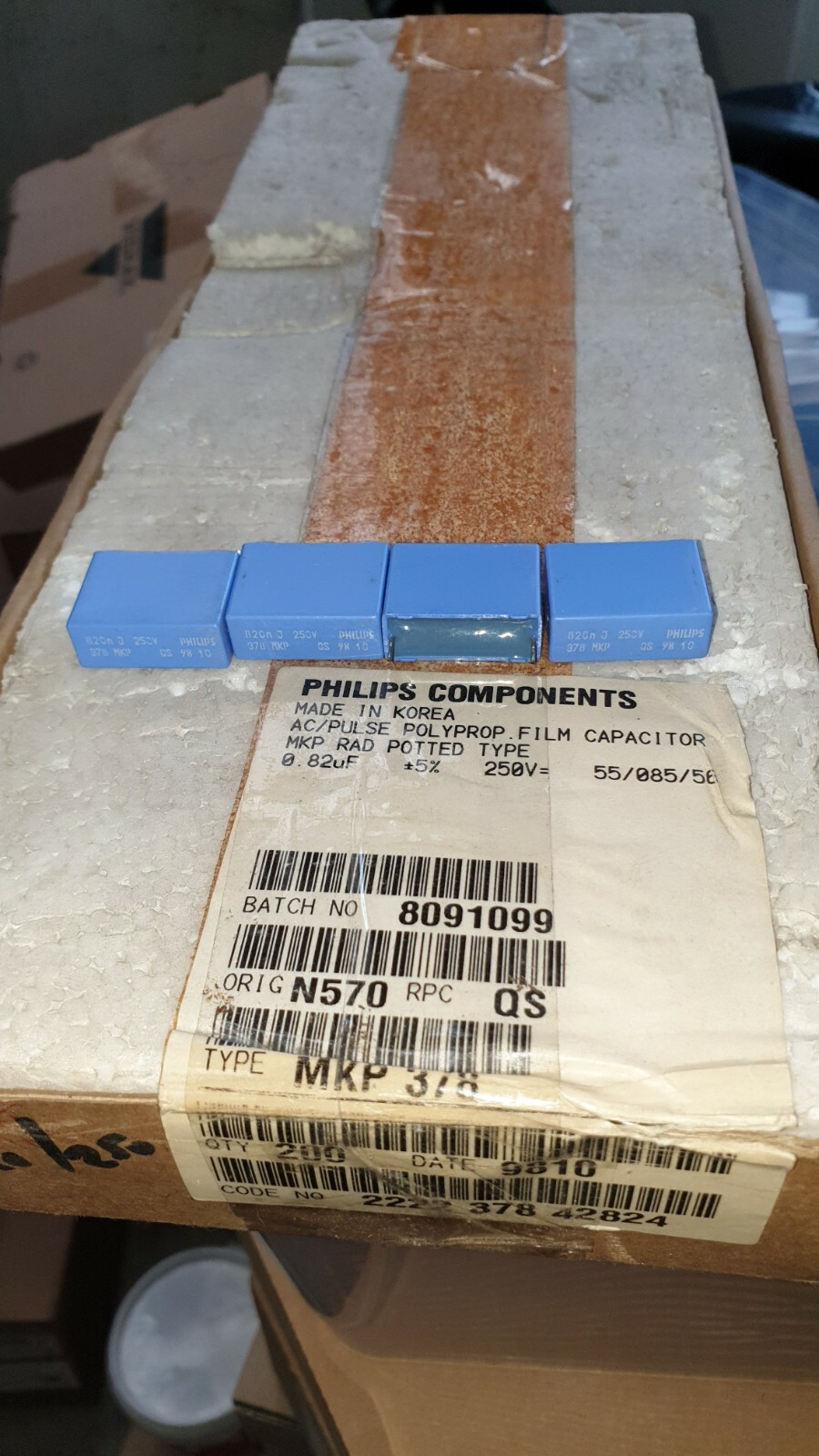 20pcs NOS PHILIPS MKP 378 0.82uF 820nF 250V 5% P:22.5mm HI END MKP CAPS ...