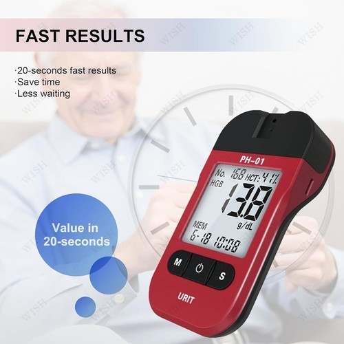 URIT Hemoglobin Analyzer Fast HB Testing Kit with 25 Test Strips，Anemia ...