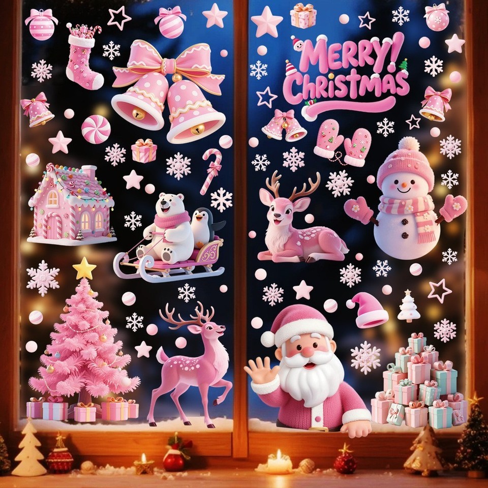 Christmas Santa Decals 20x30cm Size Easy To Apply Festive Window ...