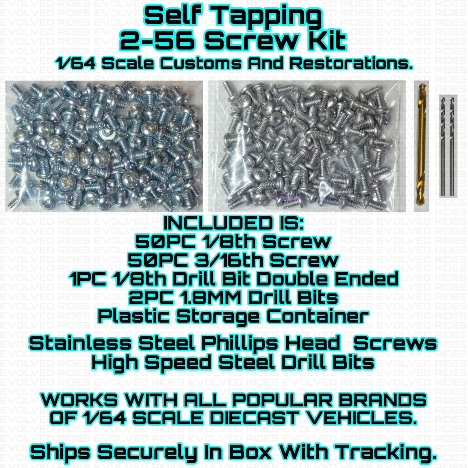 2-56 Screw Kit SELF TAP FOR 1/64 Scale Custom Restoration Hot Wheel ...